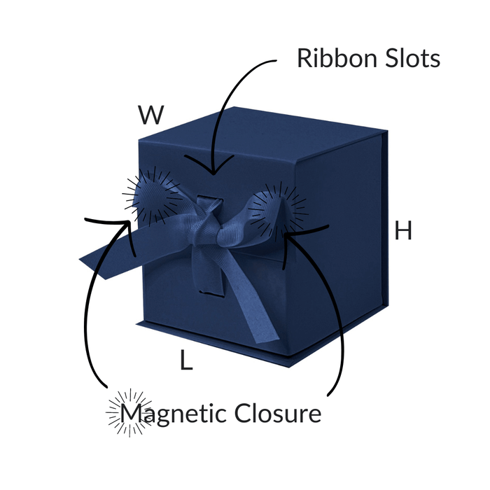 Navy Blue Small Cube Magnetic Gift Boxes with Changeable Ribbon – Gift ...