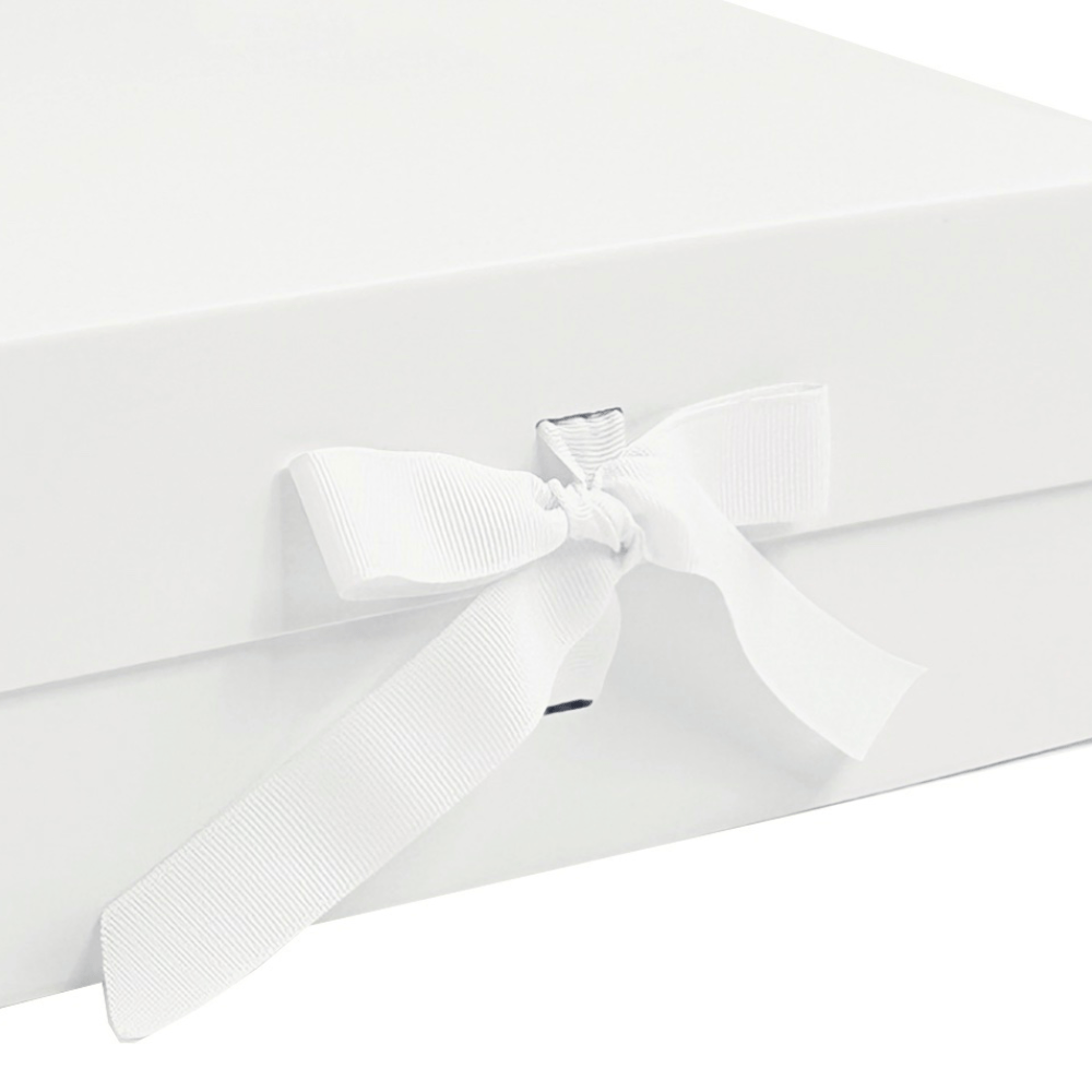 White A4 Shallow Gift Boxes - Changeable Ribbon – Gift Box Market